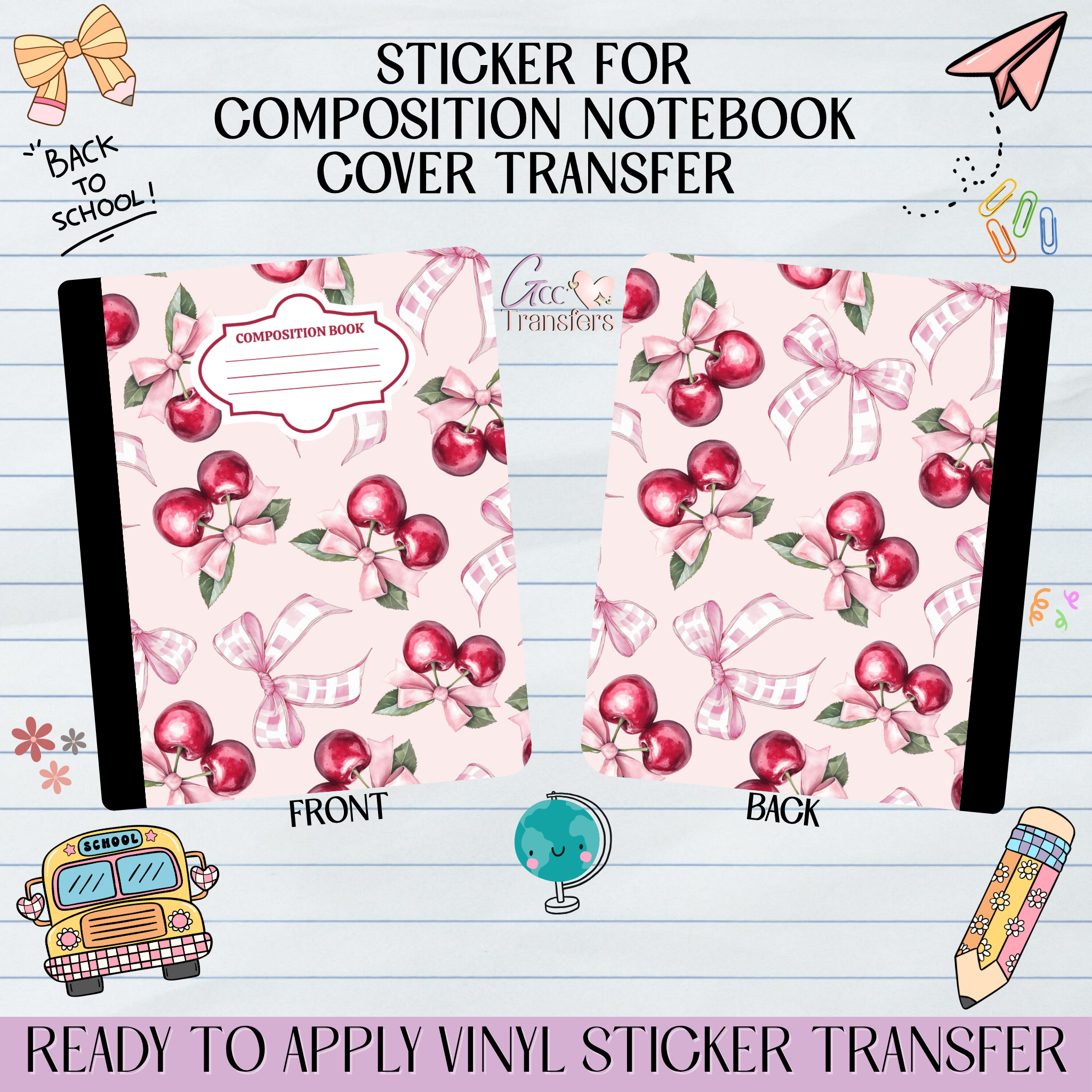 Cherries Coquette - Sticker for Notebook Cover – GCC Transfers