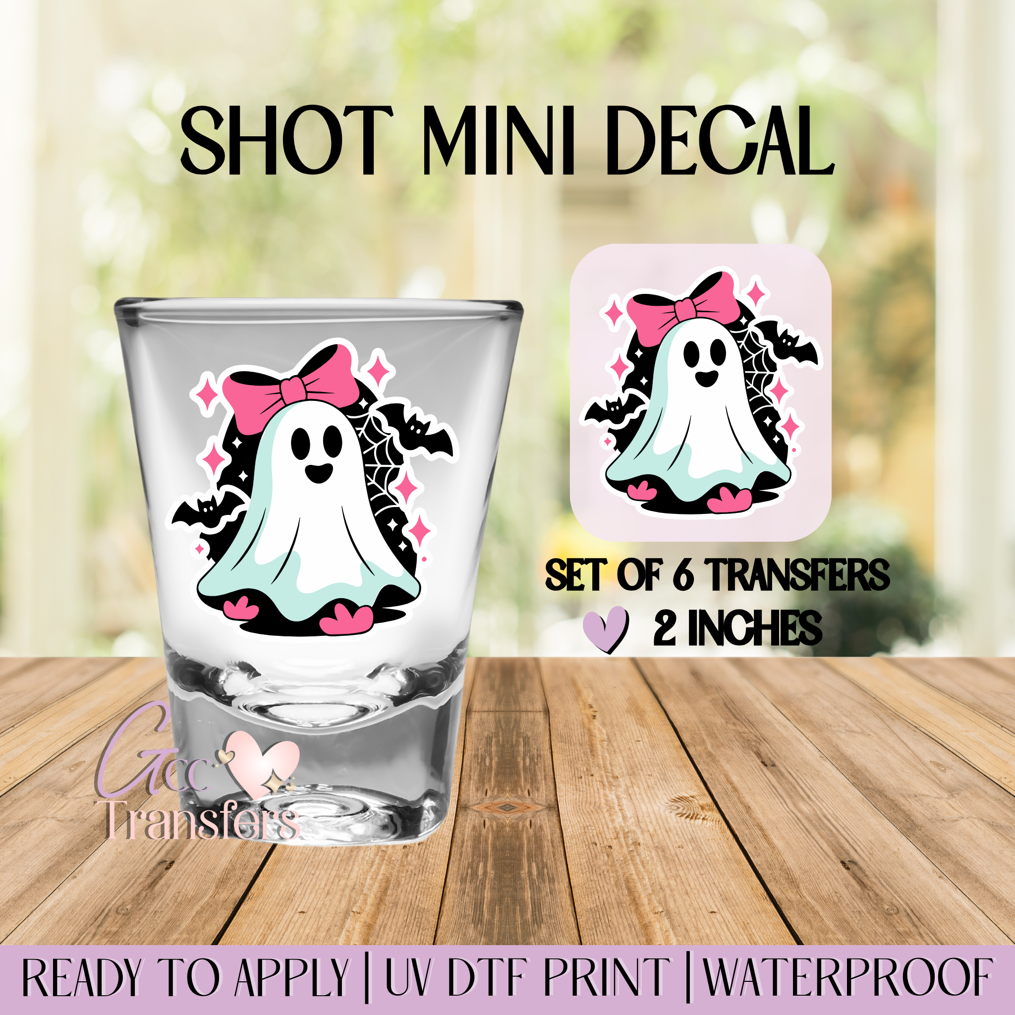 Cute Ghost Pink Bow - Set of 6 (Shot UV Decals) – GCC Transfers