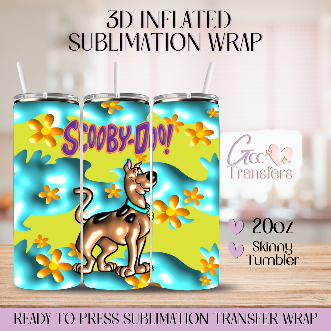 Scooby Dog - 20oz 3D Inflated Sublimation Wrap – GCC Transfers