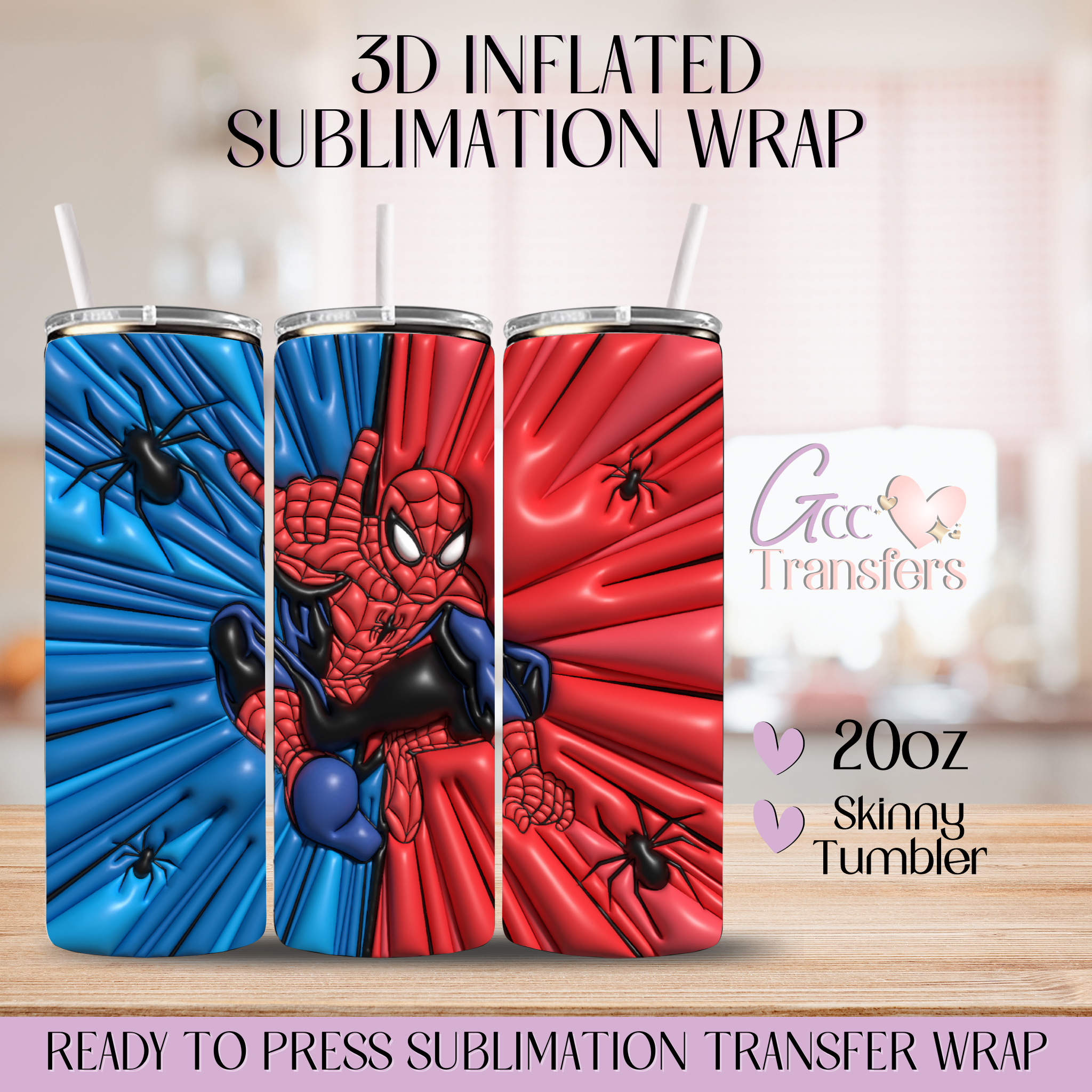 Blue Red Masked Web Warrior Character - 20oz 3D Inflated Sublimation W ...